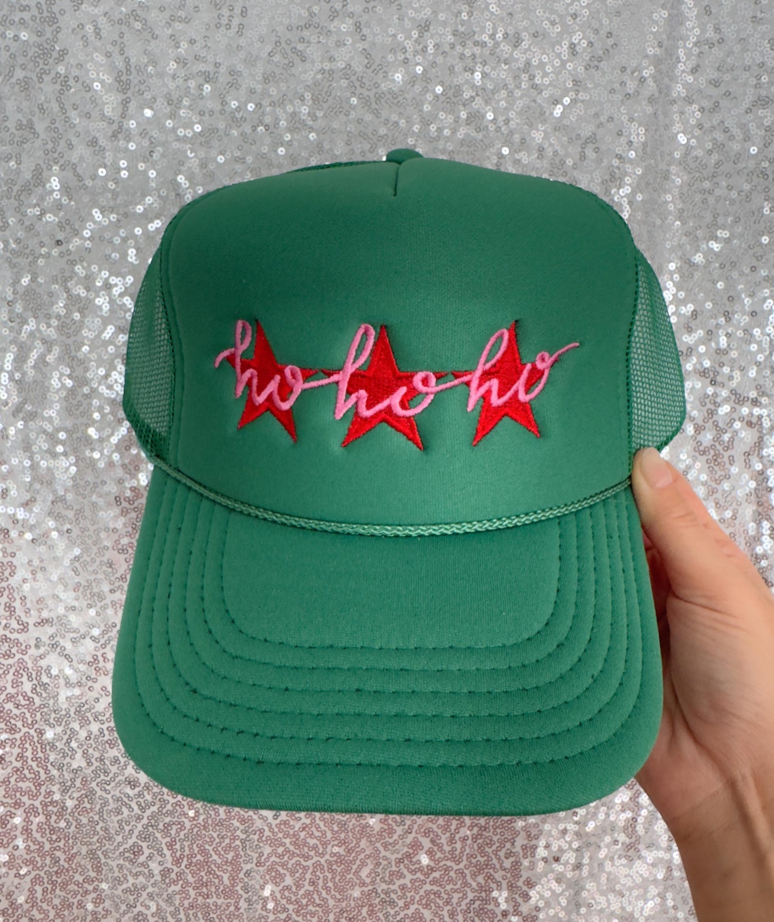 Ho Ho Ho Christmas Trucker Hat | Green Holiday Trucker | Red Star ...