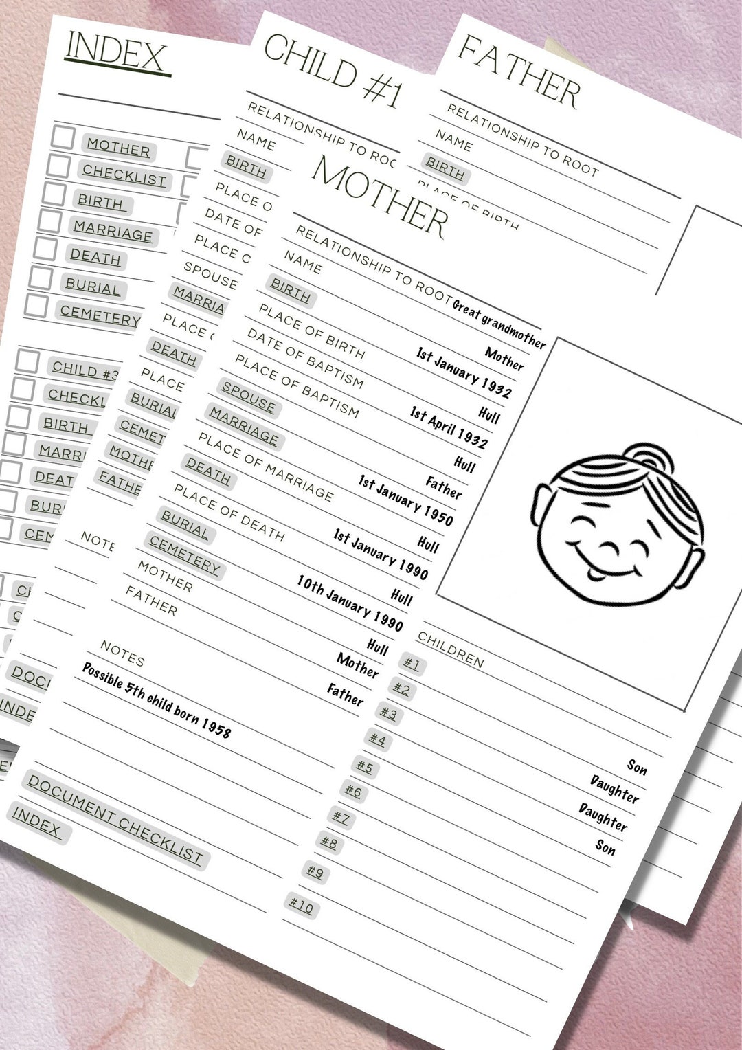 Family Tree Notebook, Ebook Template, Family Tree Journal, Genealogy ...