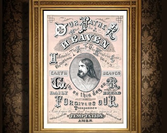 German Lord's Prayer Unframed and Framed Quote Print in Black & White ...