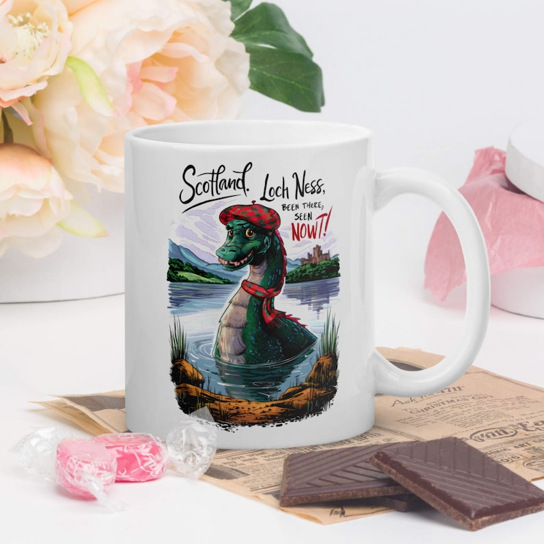 Loch Ness Monster Mug - Scotland Souvenir, Been There Seen Nowt - White ...