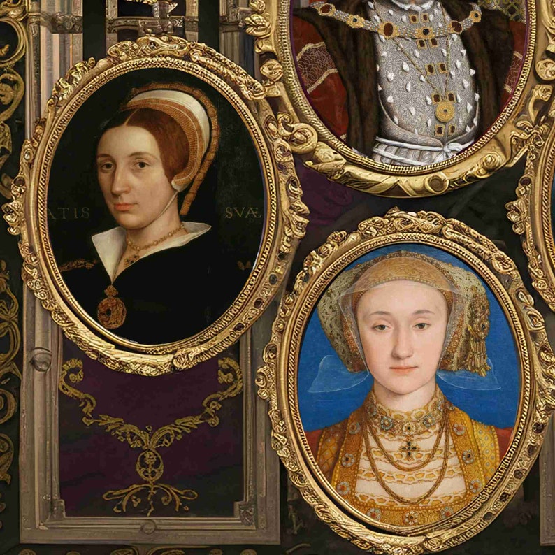 Henry VIII and Six Wives, Tudor Queens, Royal Family History Print - Etsy