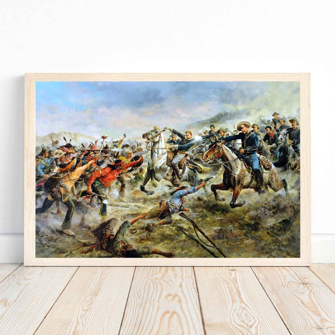 Vintage Print of the Charge of the Seventh Cavalry - Western Wall Art ...