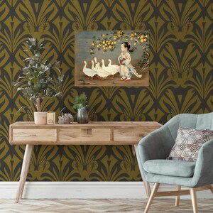 Chinese Girl, Geese and Lemon Tree Art, Instant Download Print, Vintage ...