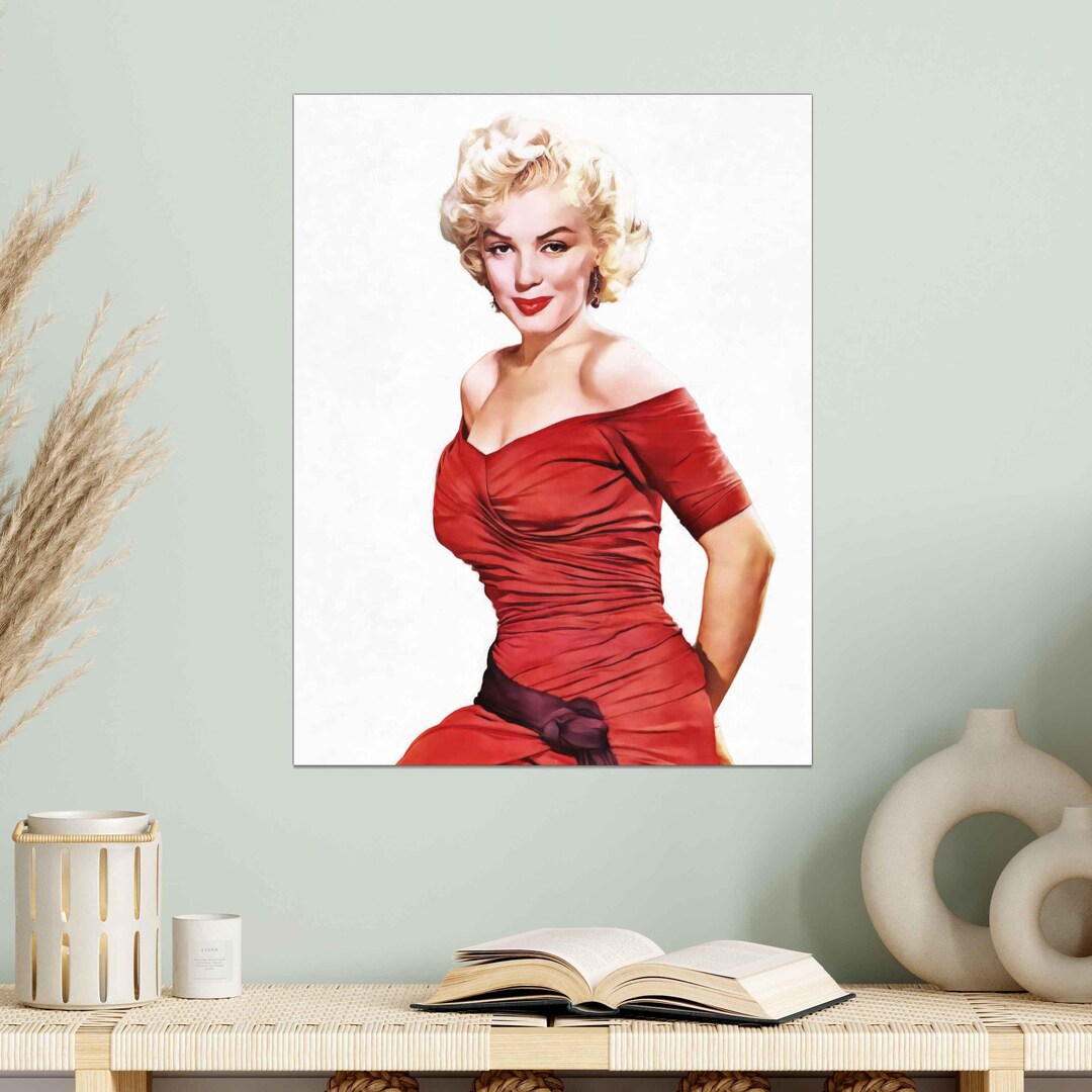 Marilyn Monroe in Red Dress Poster Print - Hollywood Glam Décor - Etsy