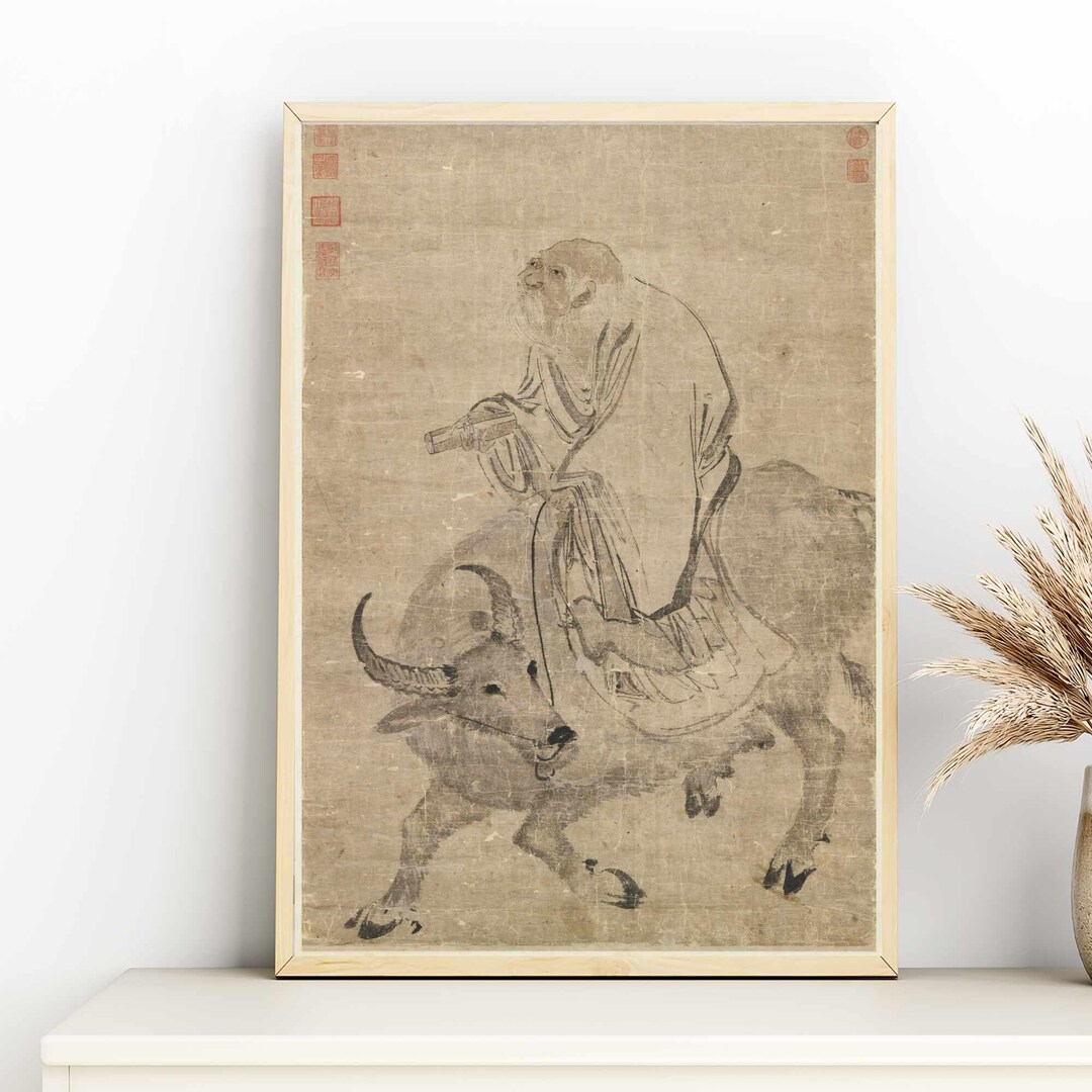 Rare Ming Dynasty Laozi Riding Ox Print - Historic Chinese Art ...