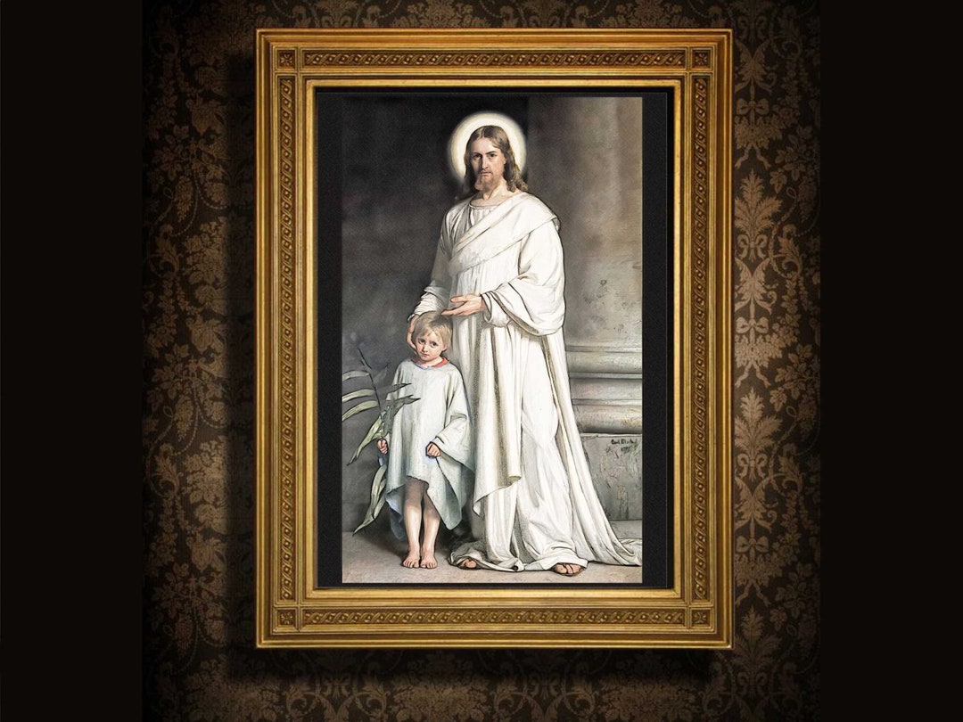 Jesus Christ Blessing a Child Religious Art Watercolour Sketch Style ...