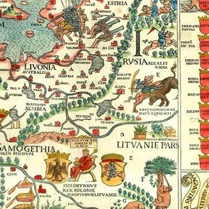 Vintage Scandinavian Sea Map Print | Olaus Magnus Carta Marina 1539 ...