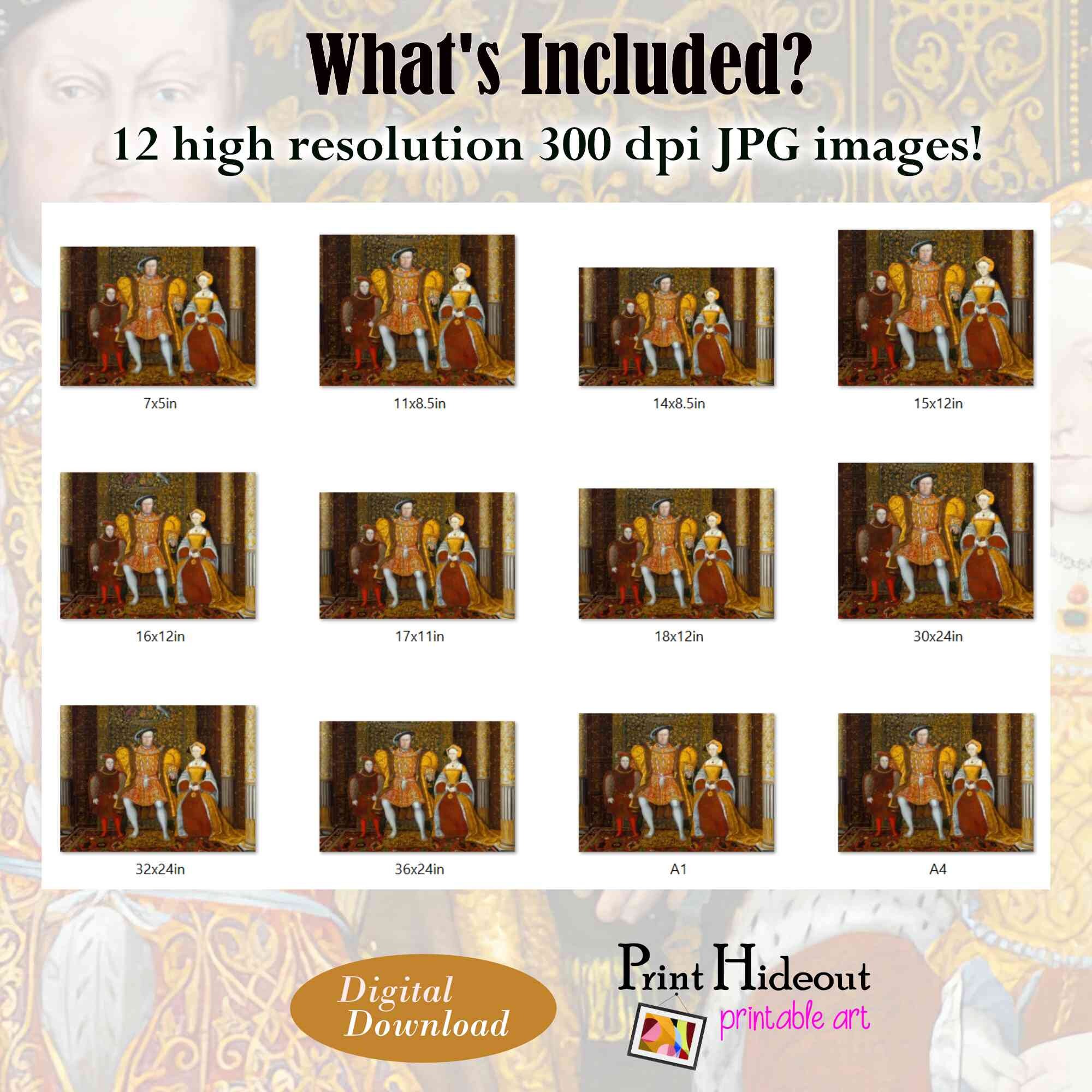 The Family of Henry VIII, Tudor Dynasty Royal Legacy Wall Art Download ...