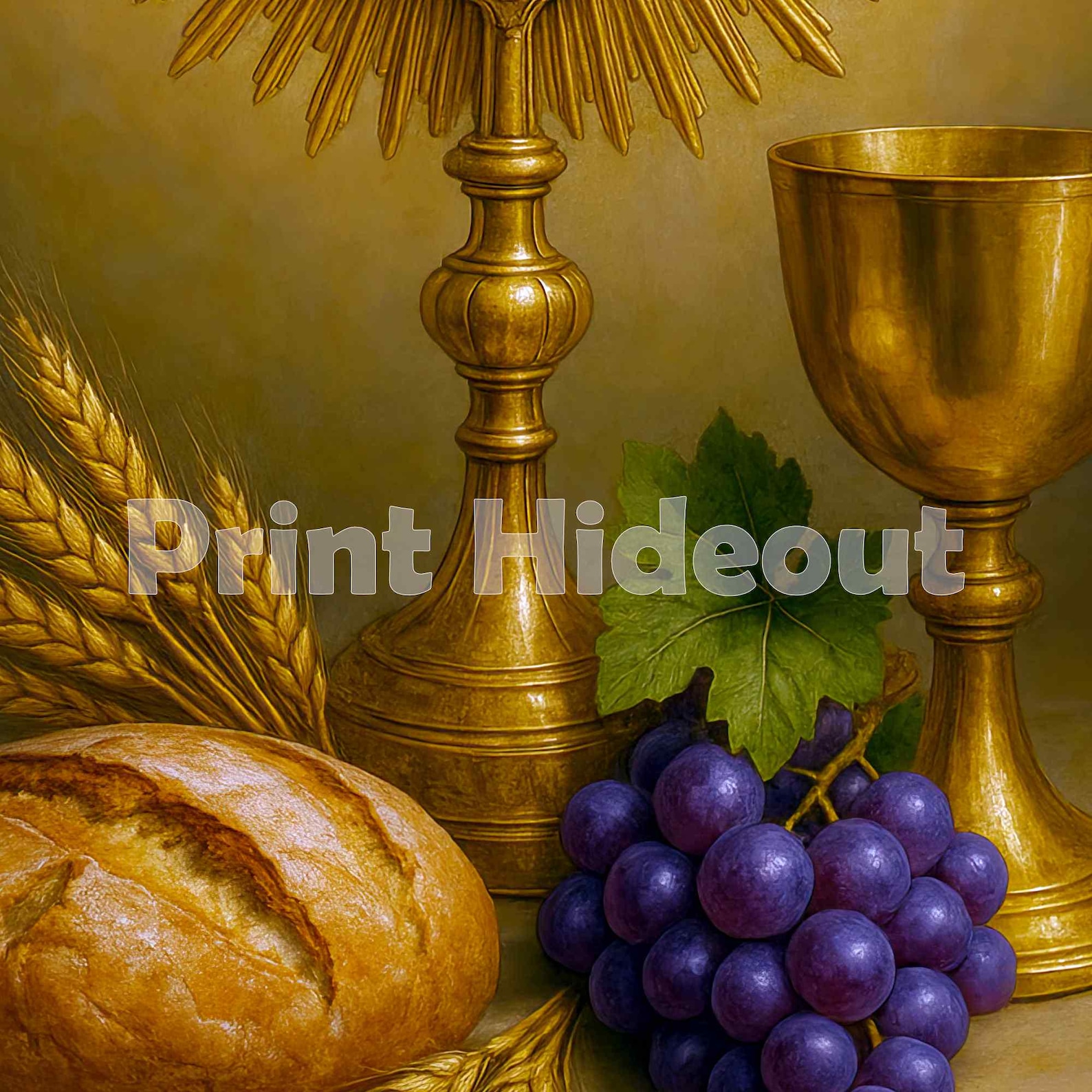 Catholic Eucharist Wall Art Download | Chi Rho Symbol | Bread, Wine ...
