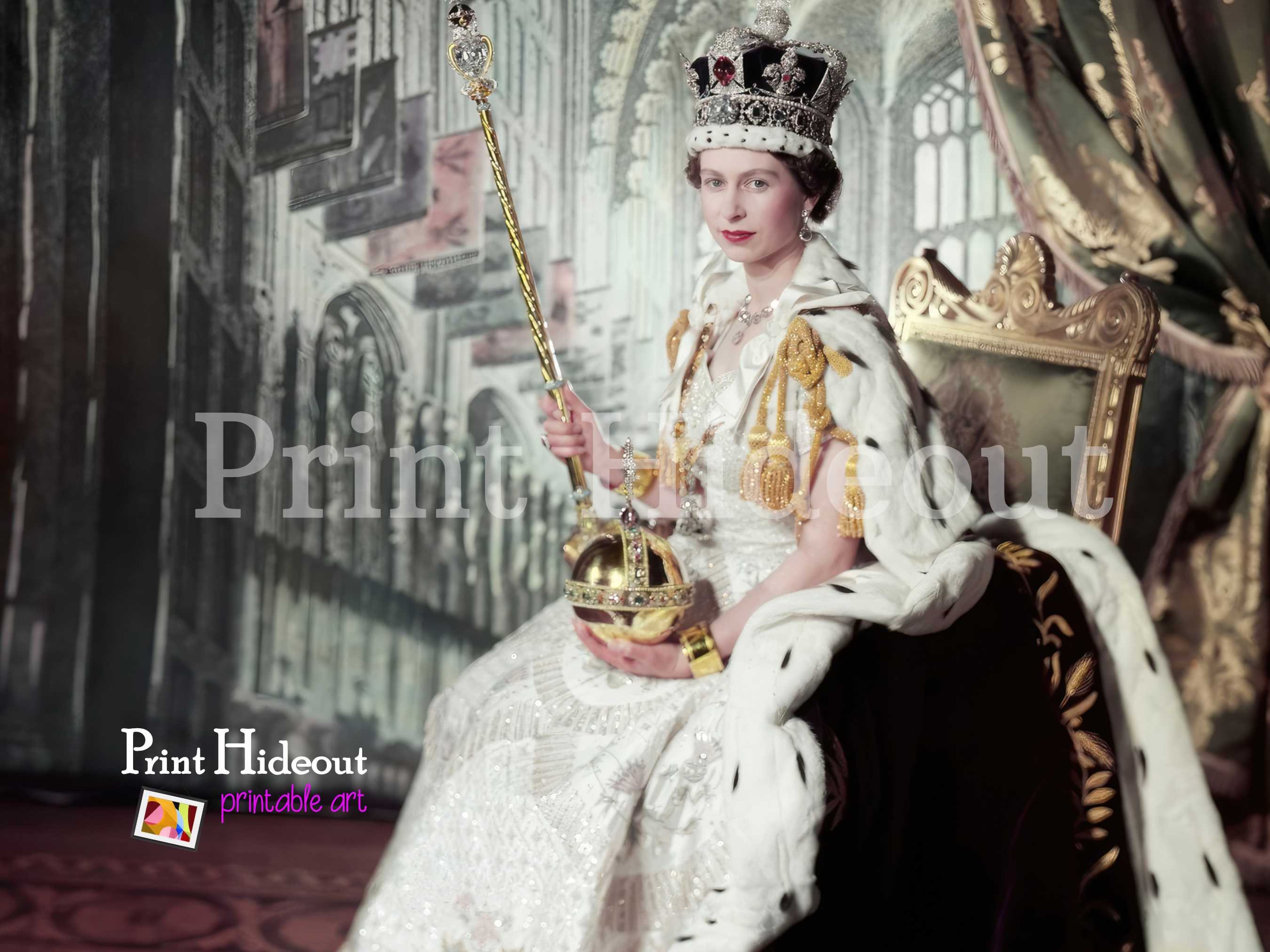 Queen Elizabeth II Portrait | Queen Elizabeth Print | British Royal ...