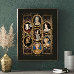 Henry VIII and Six Wives, Tudor Queens, Royal Family History Print ...