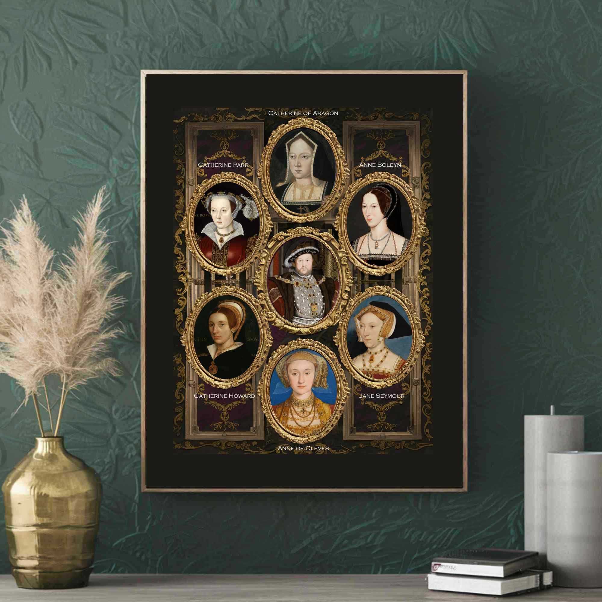 Henry VIII and Six Wives, Tudor Queens, Royal Family History Print - Etsy