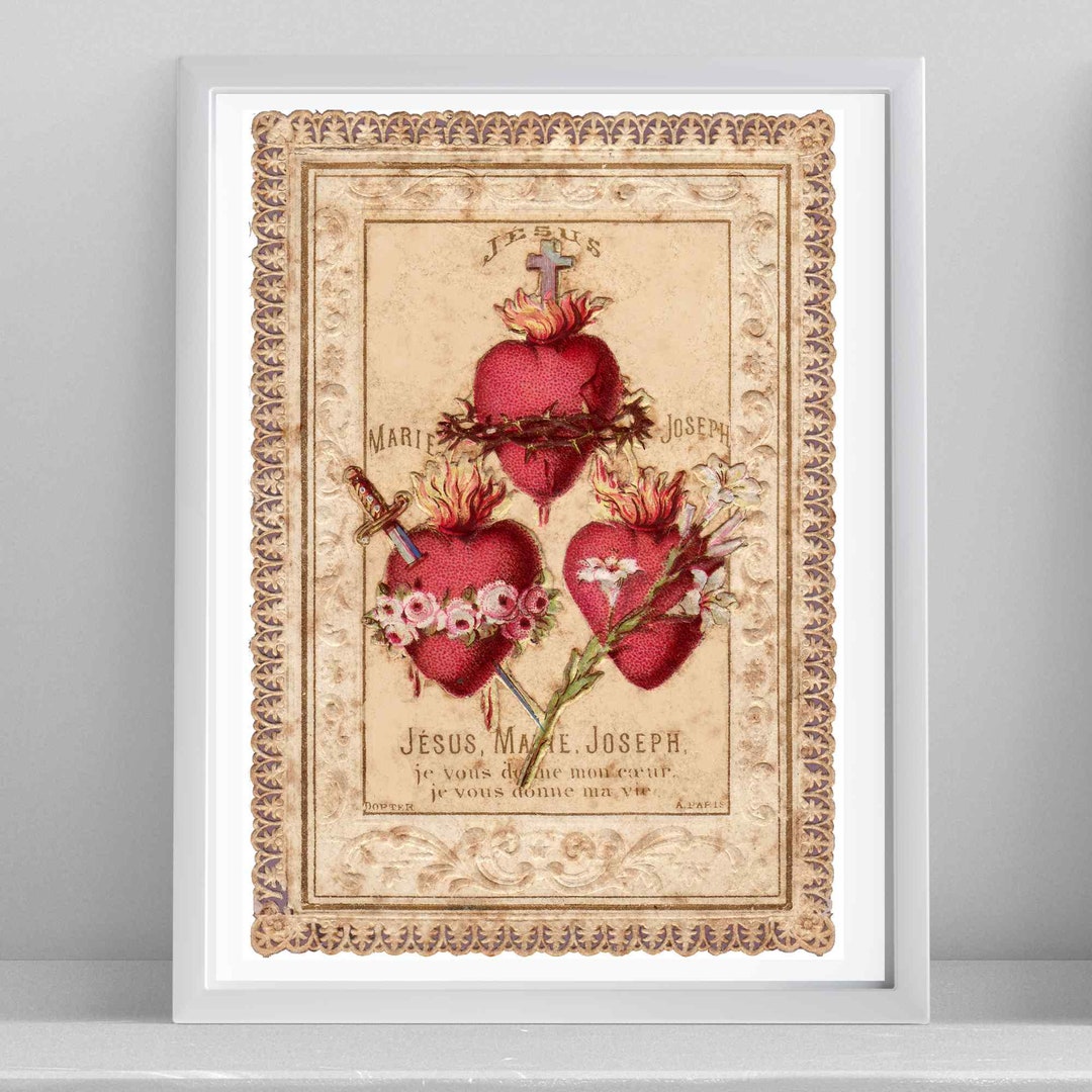 Three Hearts of the Holy Family Downloadable Print – Sacred Heart of ...