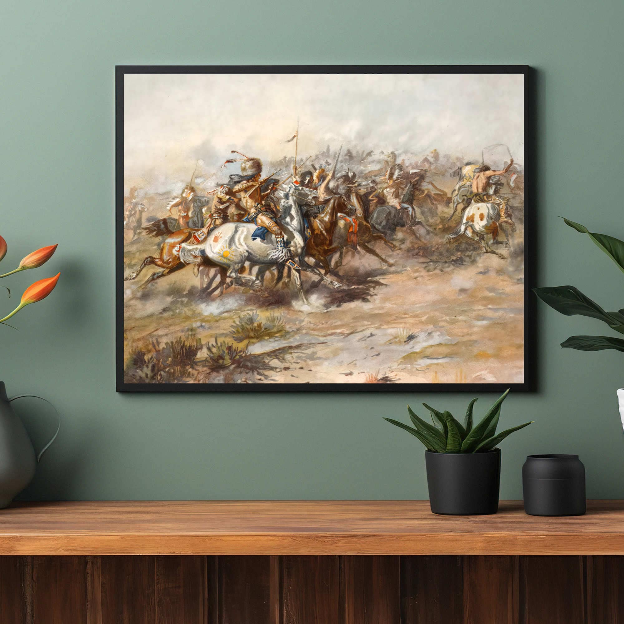 Wild West Print - Native American Indian Warriors -historic Battle of ...