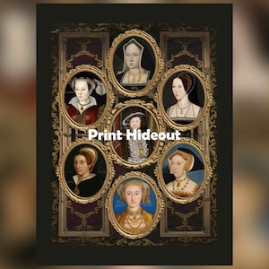 Henry VIII and Six Wives, Tudor Queens, Royal Family History Print - Etsy