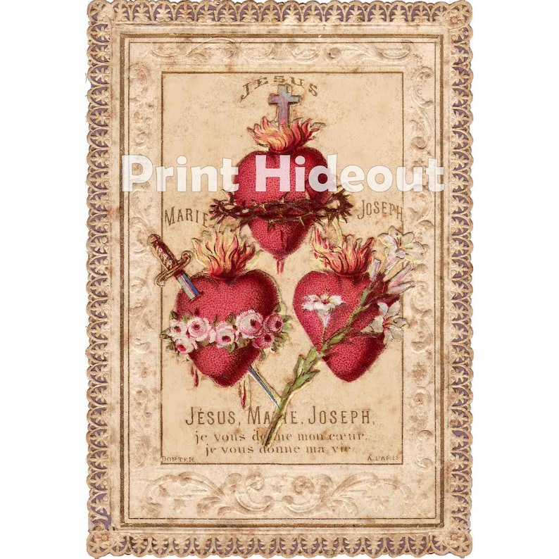 Three Hearts of the Holy Family Downloadable Print – Sacred Heart of ...