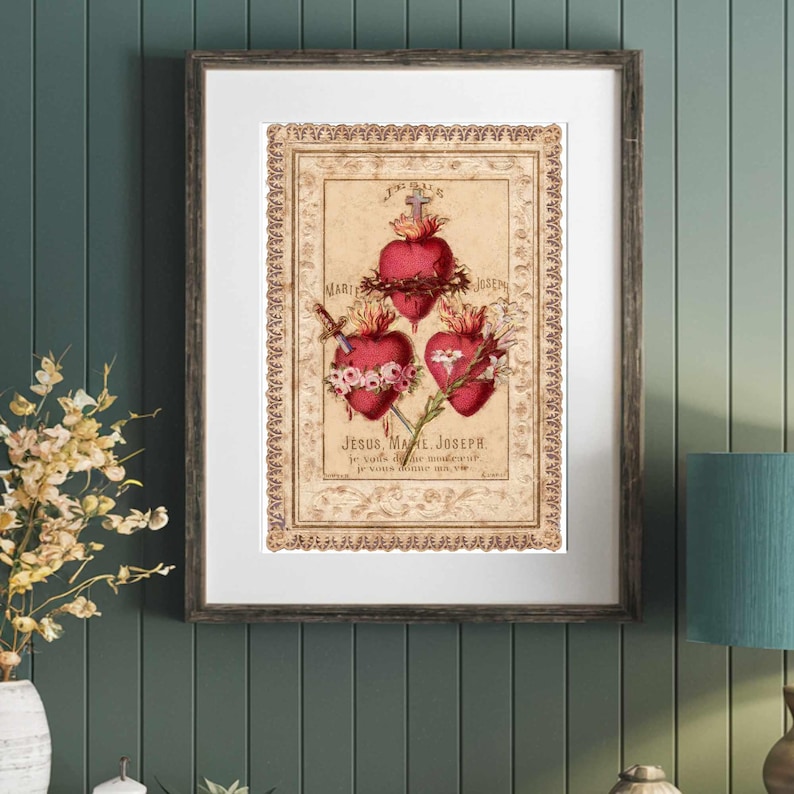 Three Hearts of the Holy Family Downloadable Print – Sacred Heart of ...