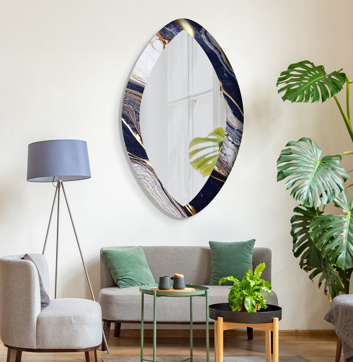 Asymmetrical Mirror, Irregular Mirror, Mirror Wall Decor on Tempered ...