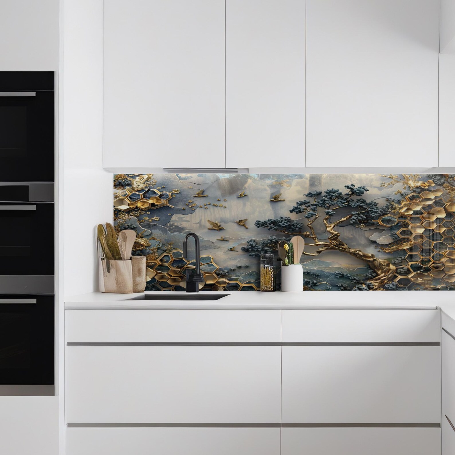 Tempered Glass Backsplash, Kitchen Sink Cover, Splashback Tile ...