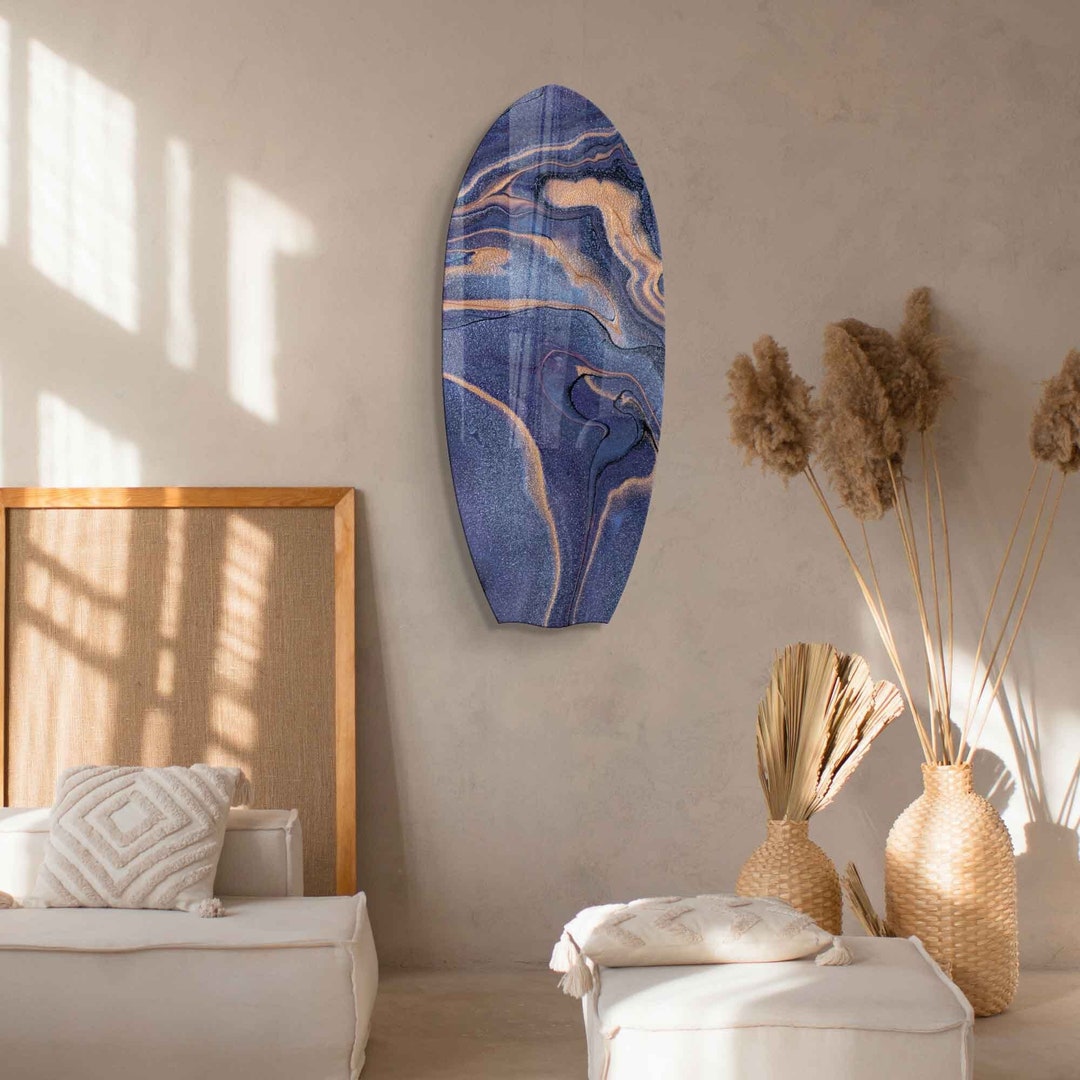 Asymmetrical Wall Art, Irregular Wall Decor, Surfboard Tempered Glass ...