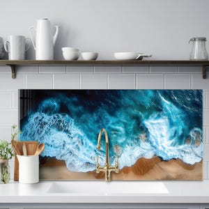 Tempered Glass Backsplash, Kitchen Sink Cover, Splashback Tile ...