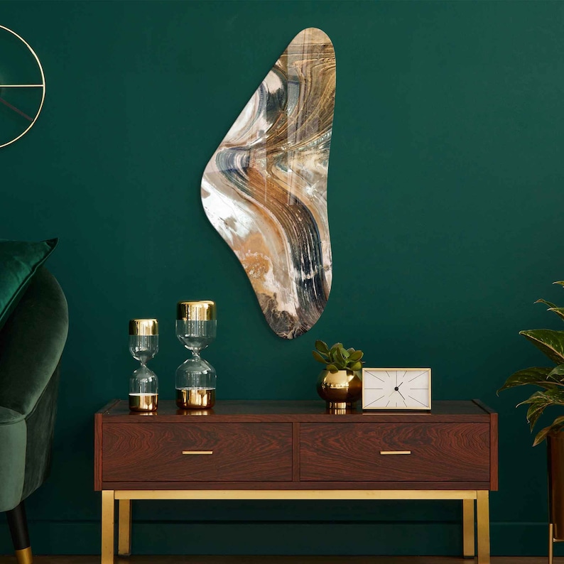 Asymmetrical Tempered Glass Wall Art, Irregular Wall Decor, Aesthetic ...