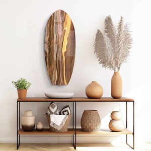 Asymmetrical Wall Art, Irregular Wall Decor, Surfboard Tempered Glass ...