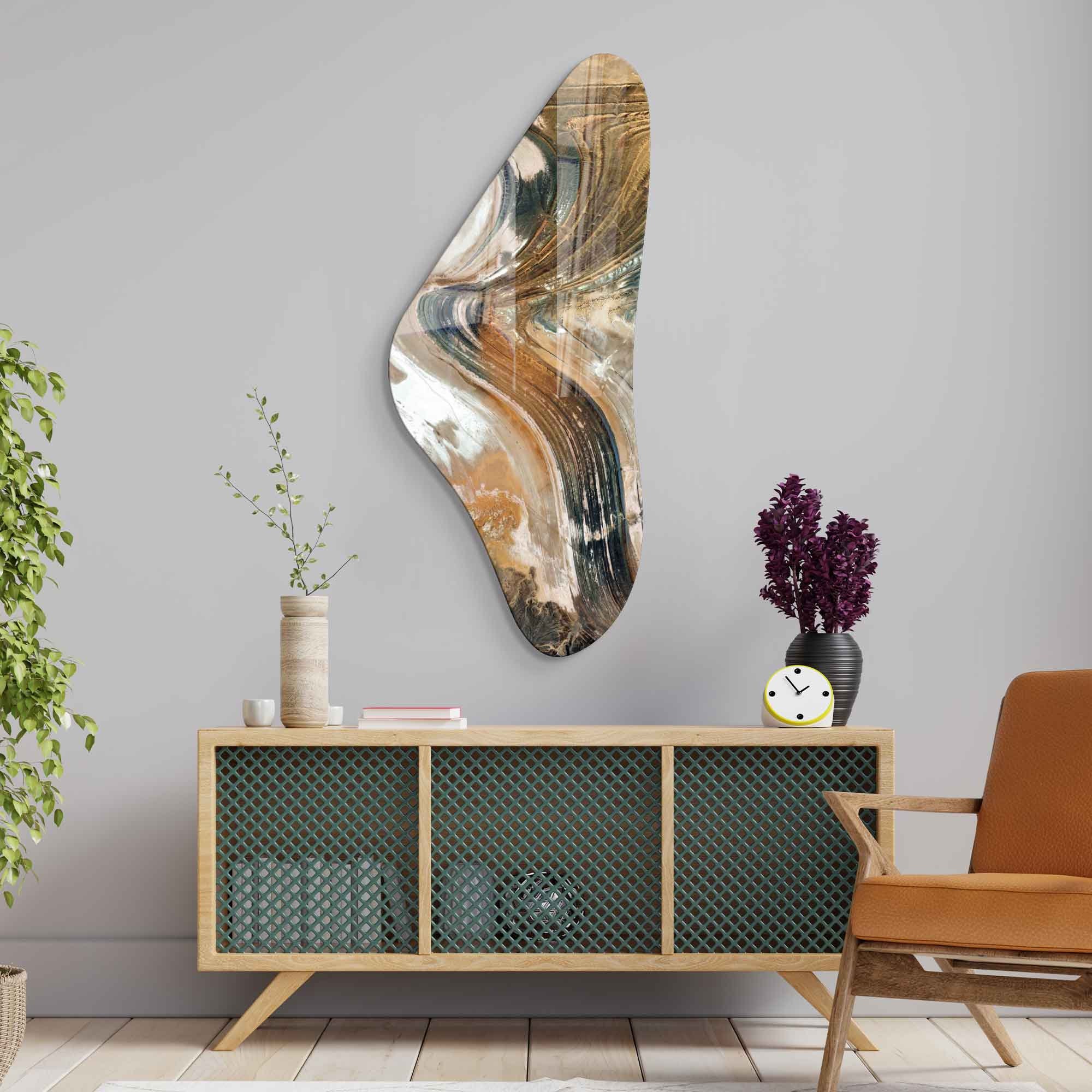 Asymmetrical Tempered Glass Wall Art, Irregular Wall Decor, Aesthetic ...