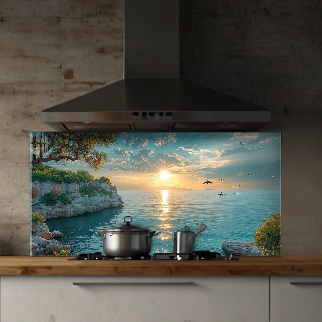 Tempered Glass Backsplash, Kitchen Sink Cover, Splashback Tile ...