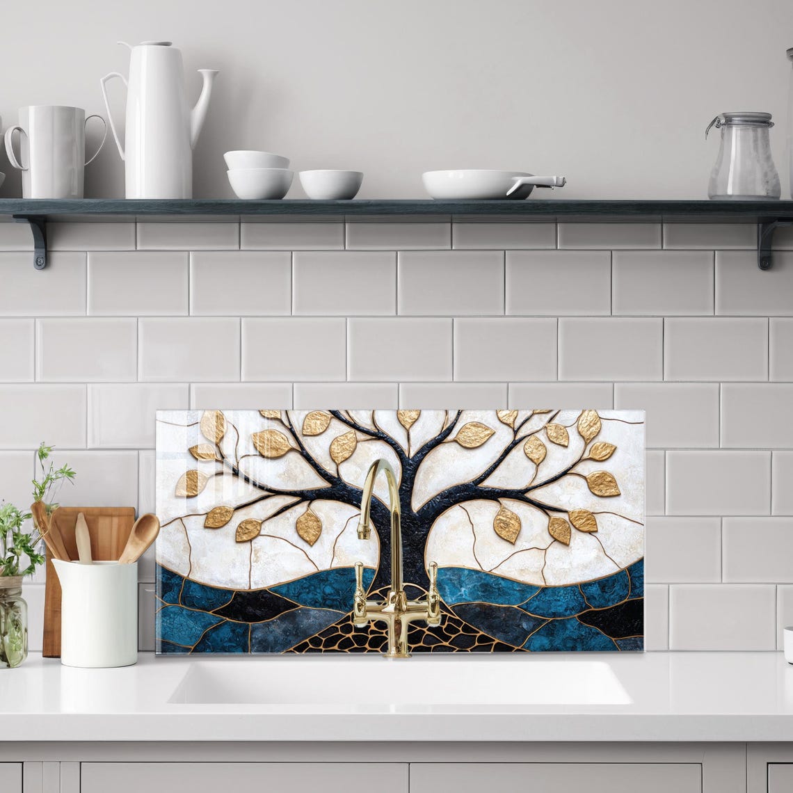 Tempered Glass Backsplash, Kitchen Sink Cover, Splashback Tile ...