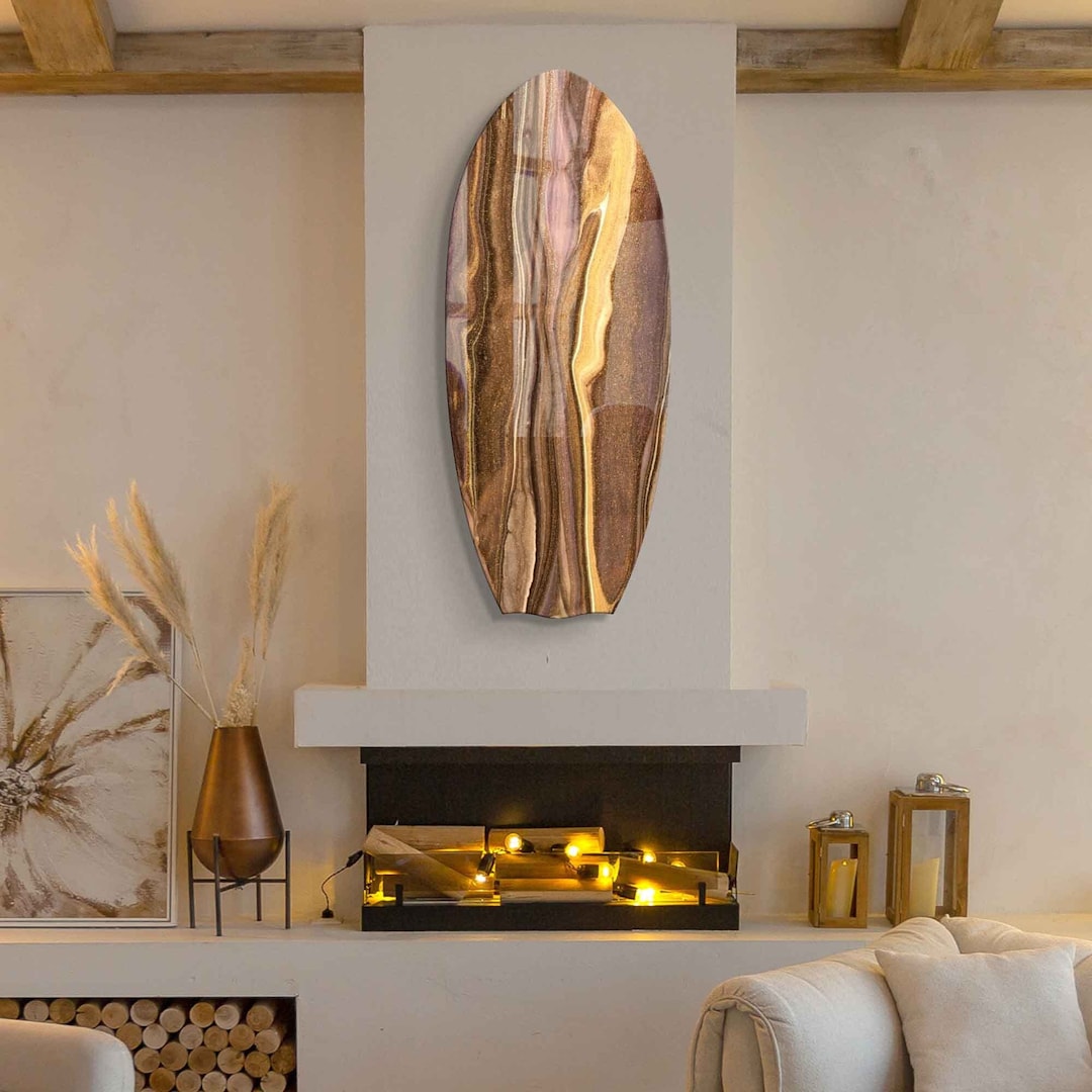 Asymmetrical Wall Art, Irregular Wall Decor, Surfboard Tempered Glass ...
