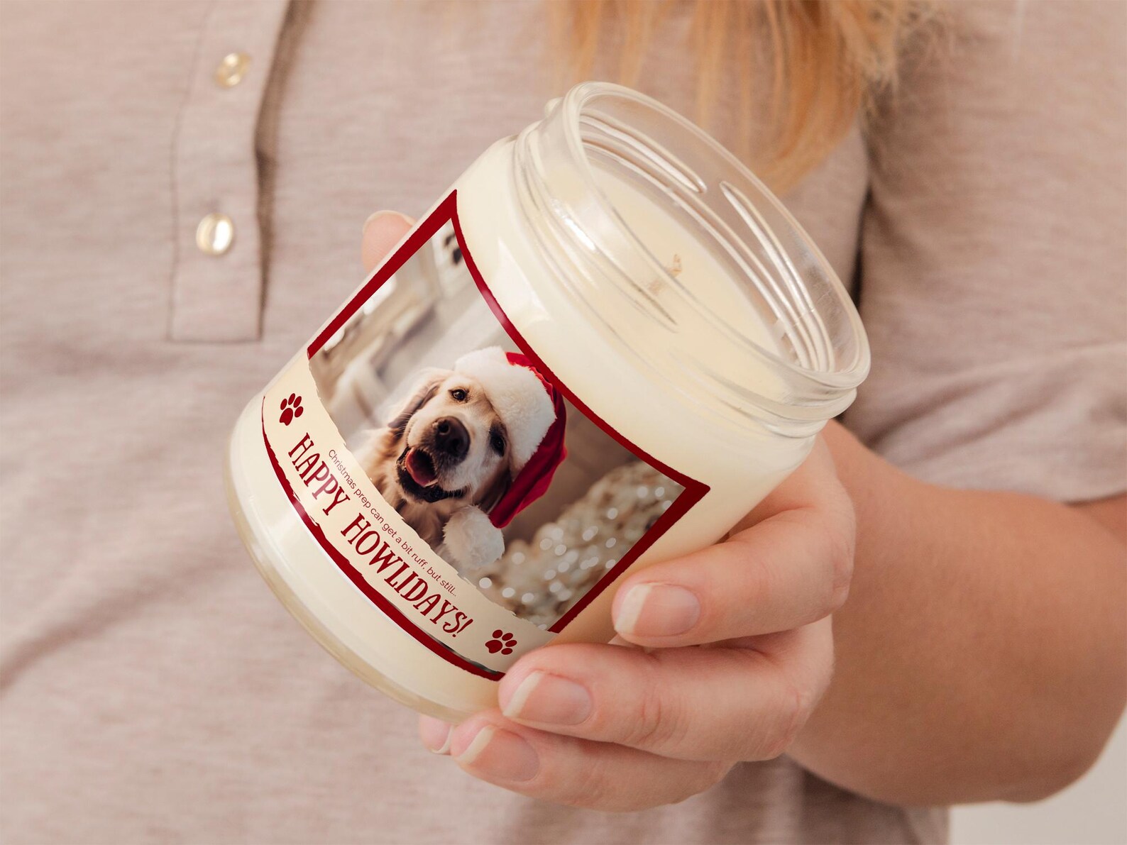 Custom Dog Christmas Candle, Your Pet's Photo, Happy Howlidays Candle ...