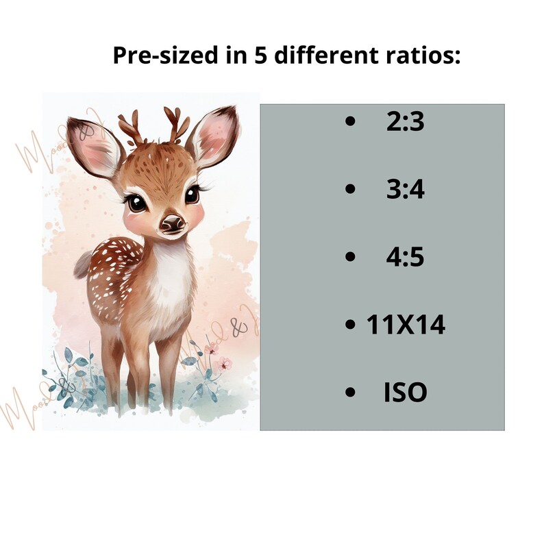 Cute Fawn Poster Pastel Printable Wall Art Little Deer Clipart for ...