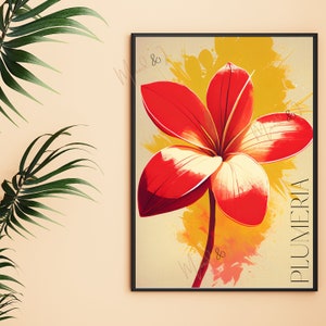 Plumeria Preppy Room Decor, Tropical Preppy Wall Art, Maximalist Home ...