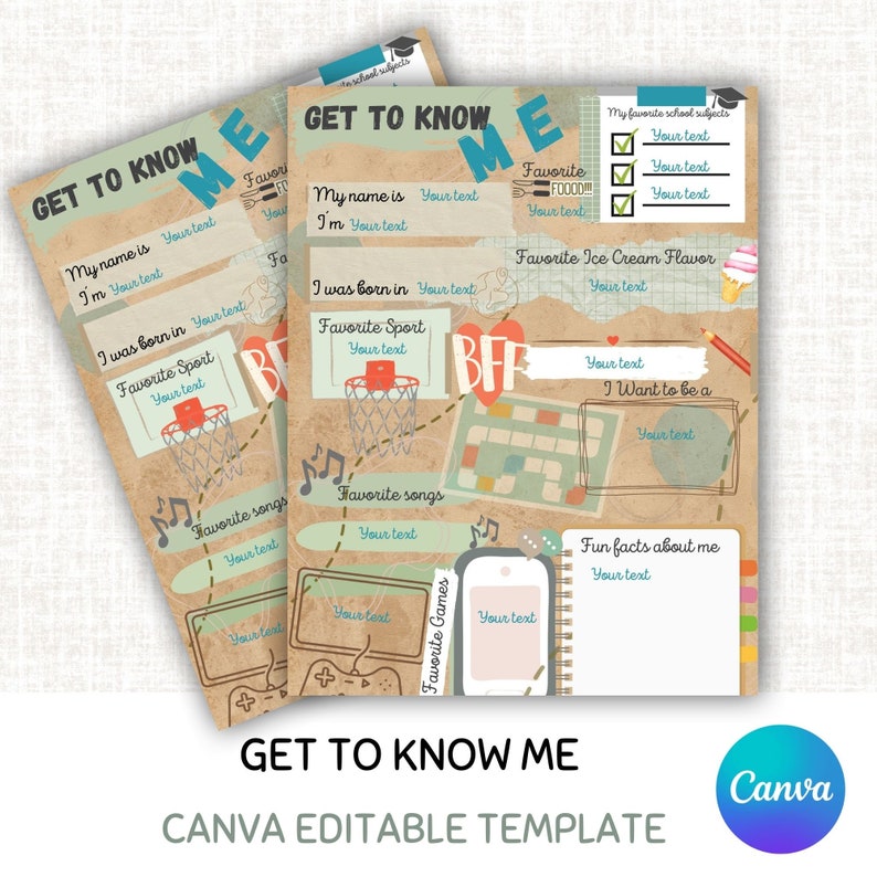 Editable Get to Know Me Canva Template Poster, Perfect for Students ...