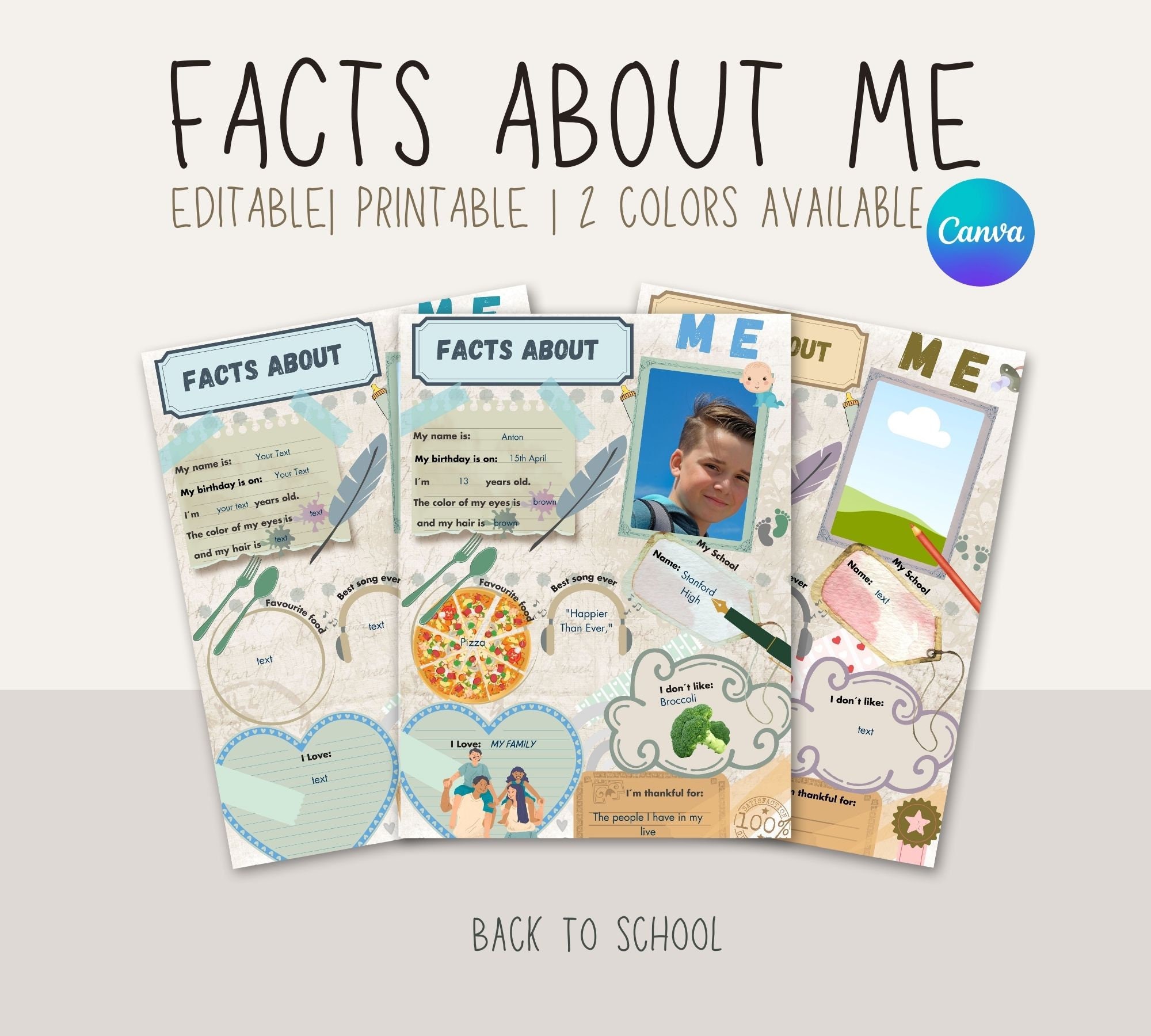 Canva Editable Student Facts About Me Template for Back to School,meet ...