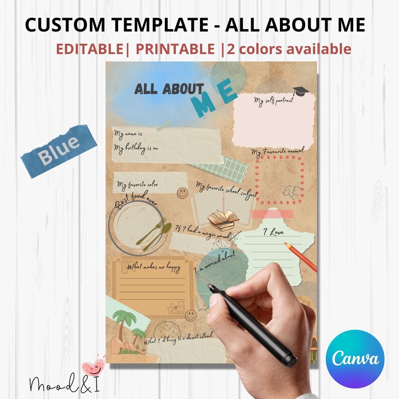 Canva Editable All About Me Student Info Sheet for Back to School, Meet ...