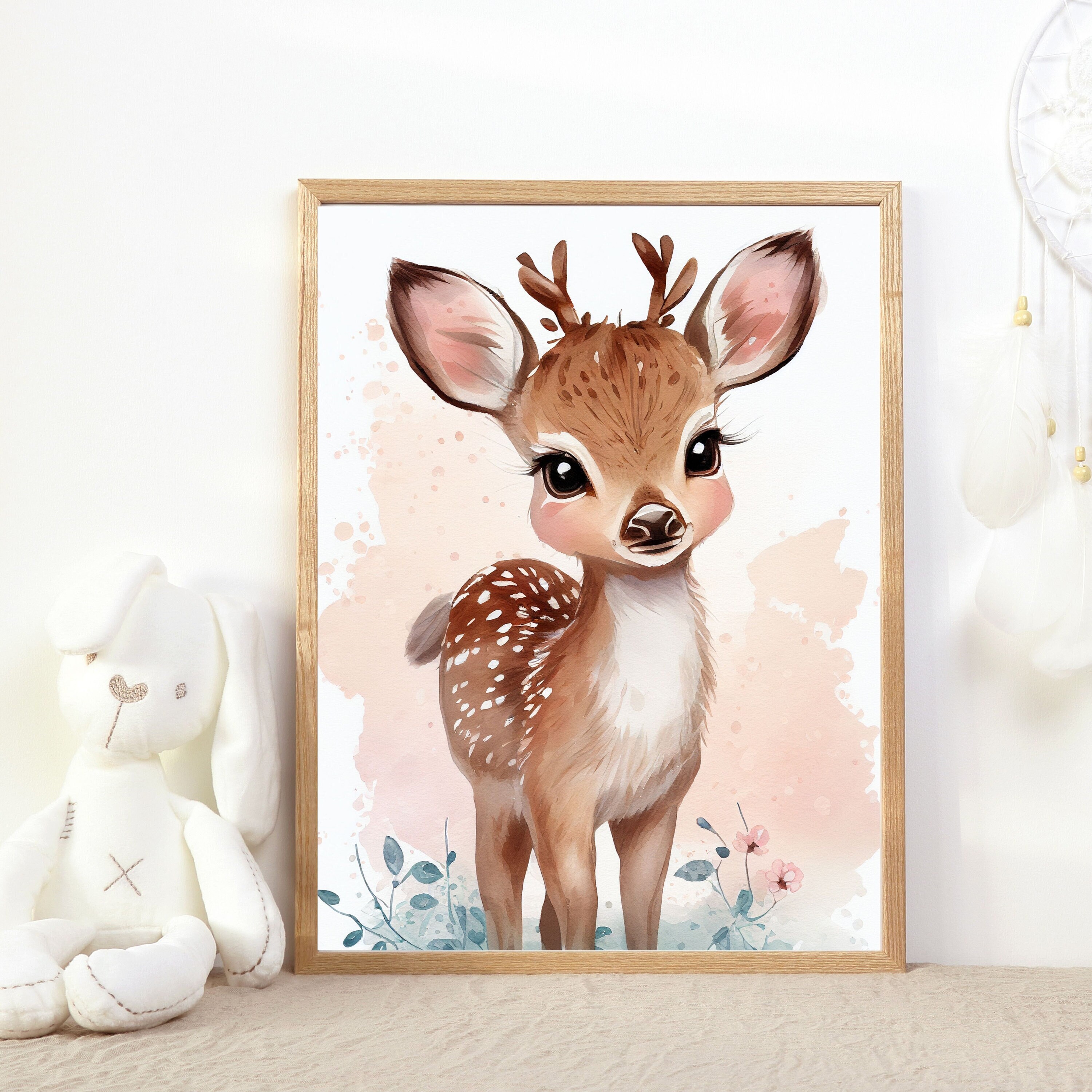 Cute Fawn Poster Pastel Printable Wall Art Little Deer Clipart for ...