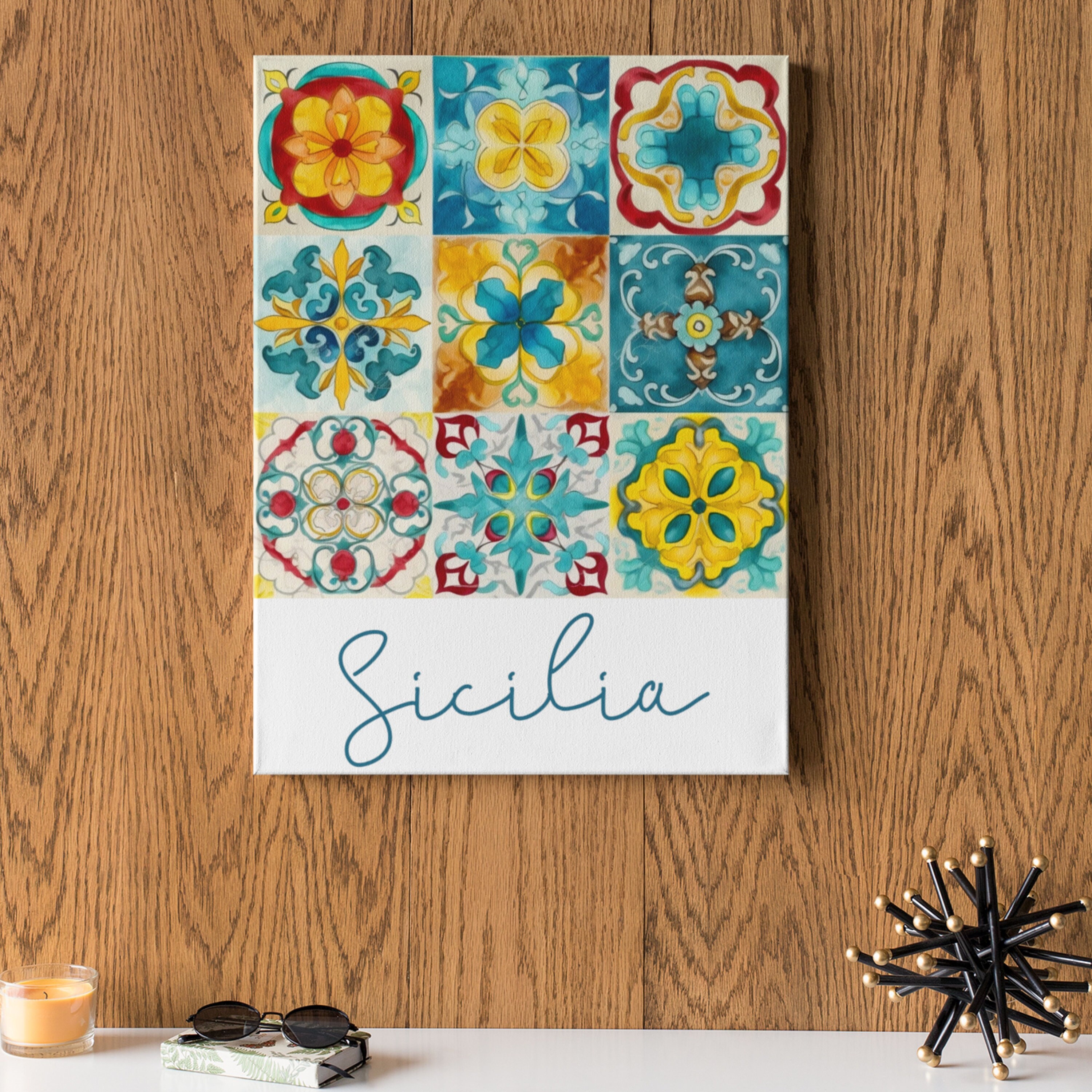 Traditional Sicilian Mosaic Wall Art, Sicily Colors Printable Decor - Etsy