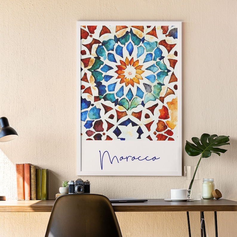 Traditional Moroccan Mosaic Wall Art, Morocco Colors Printable Decor - Etsy
