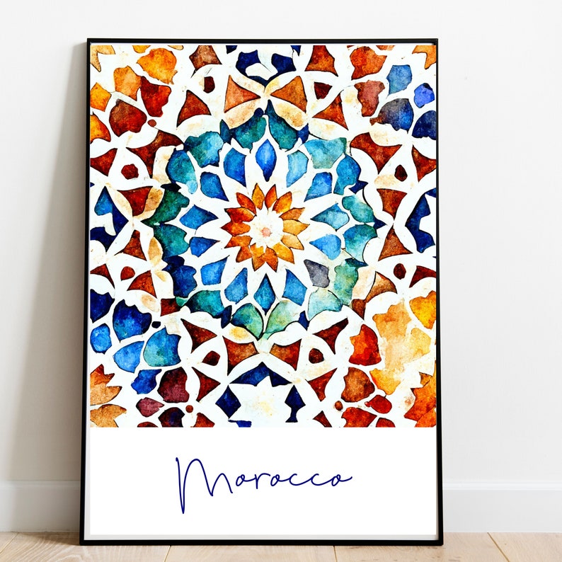 Traditional Moroccan Mosaic Wall Art, Morocco Colors Printable Decor - Etsy