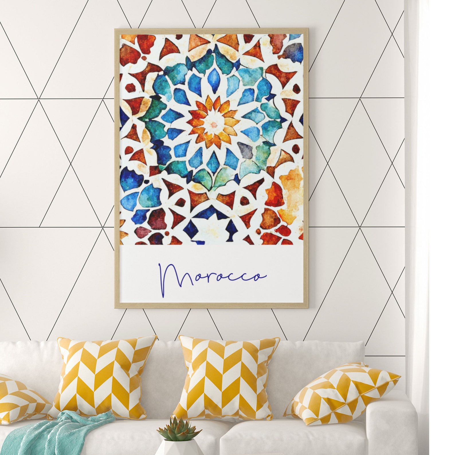 Traditional Moroccan Mosaic Wall Art, Morocco Colors Printable Decor - Etsy