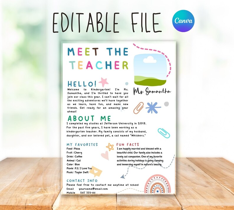 Meet the Teacher Editable Template Classroom Welcome Letter First Day ...