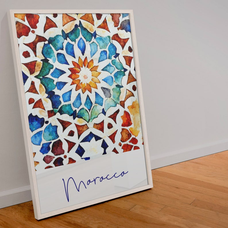 Traditional Moroccan Mosaic Wall Art Morocco Colors Printable - Etsy