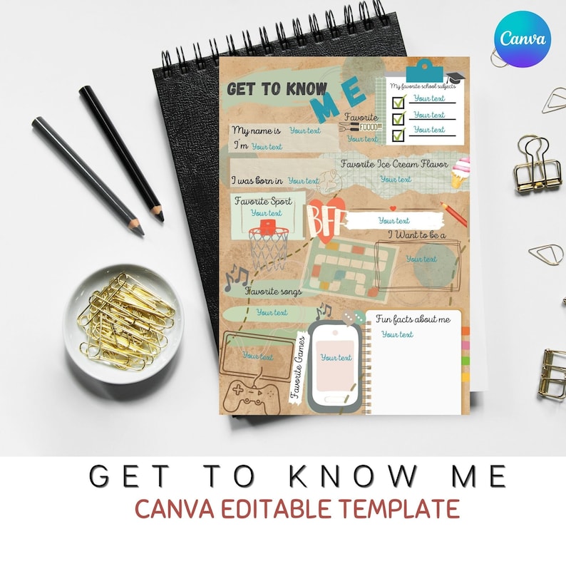 Editable Get to Know Me Canva Template Poster, Perfect for Students ...