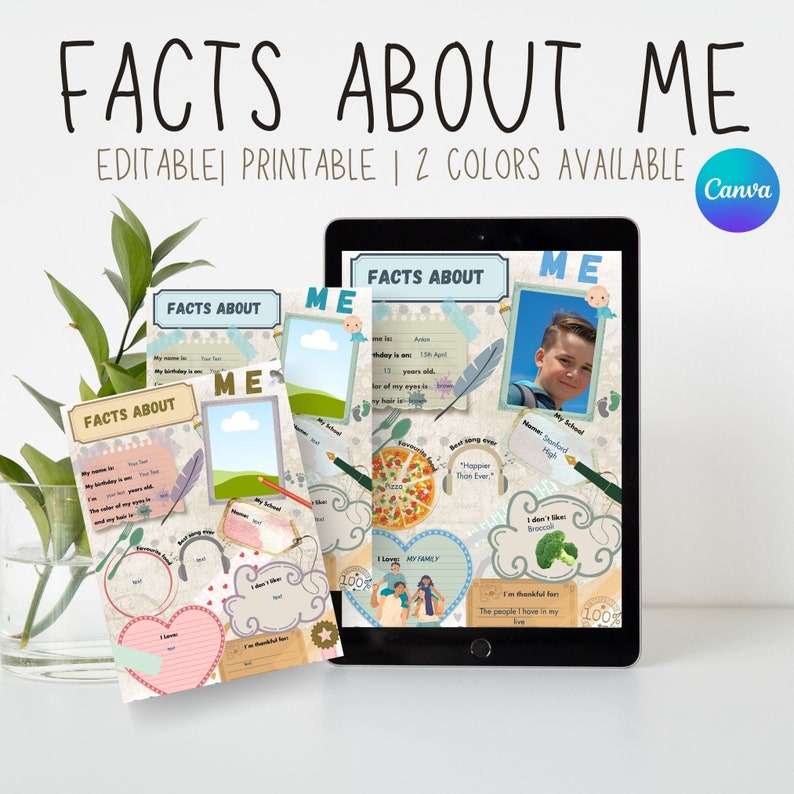 Canva Editable Student Facts About Me Template for Back to School,meet ...