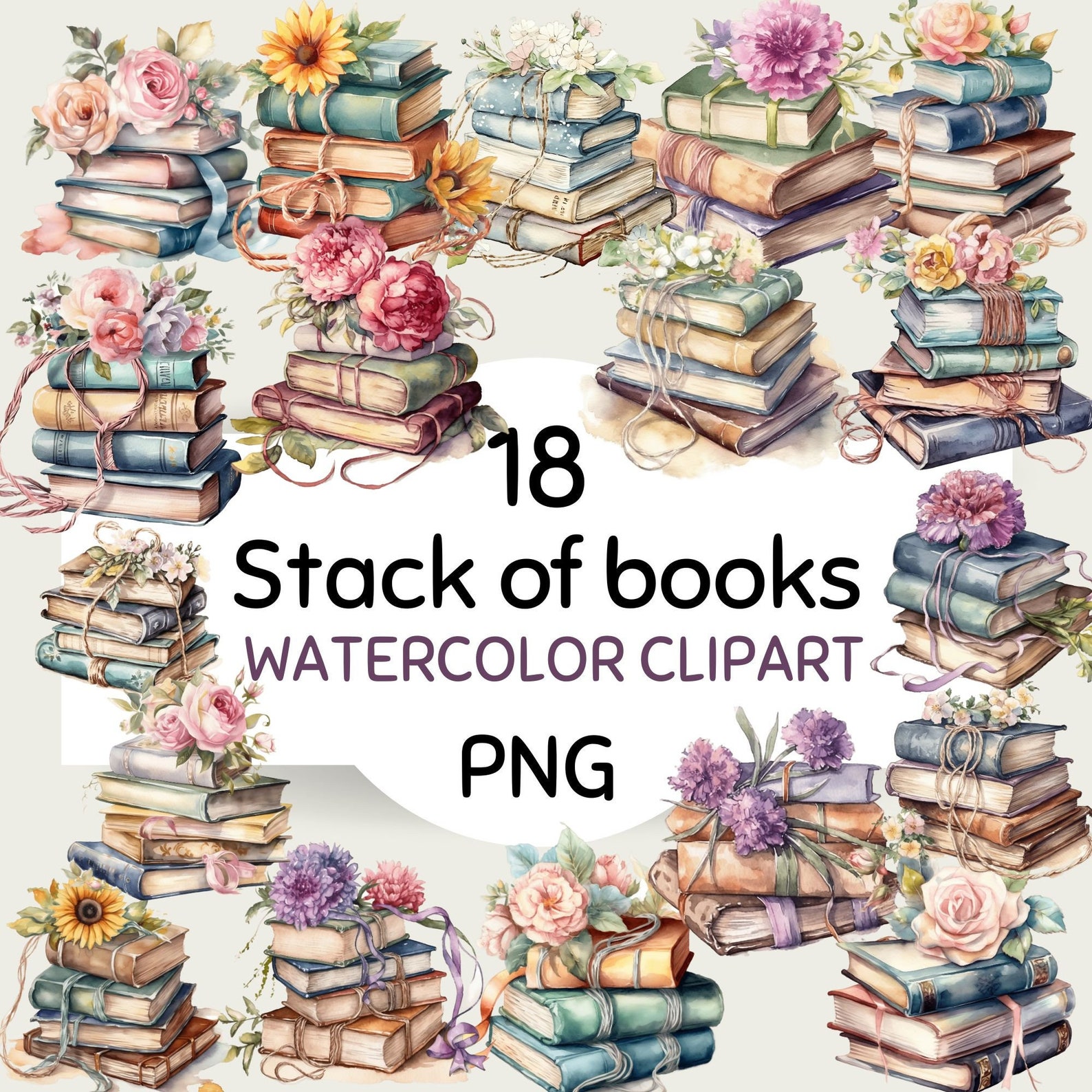 Watercolor Vintage Stack of Books PNG Clipart Old Books - Etsy