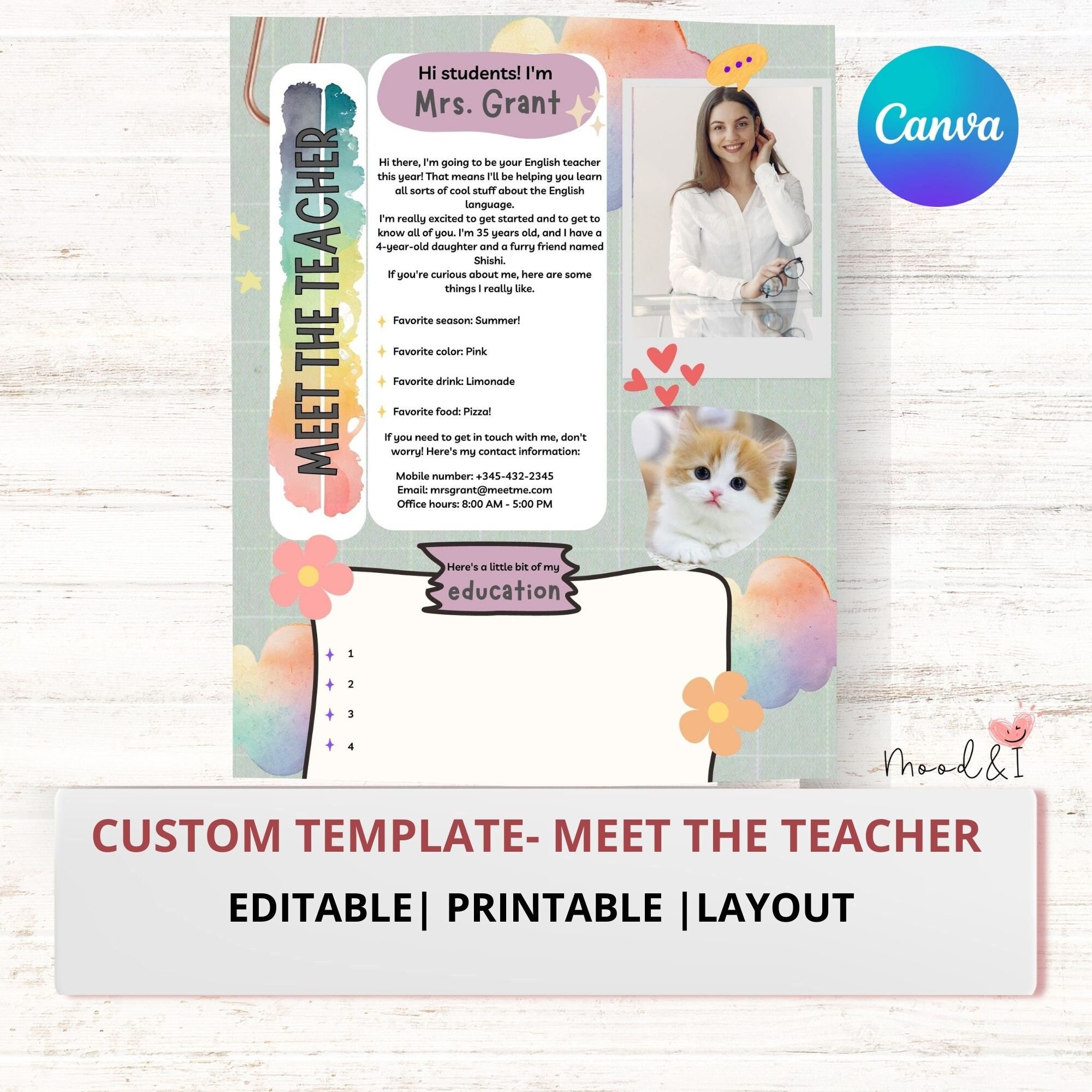 Meet the Teacher: Editable & Personalized Template First Day - Etsy