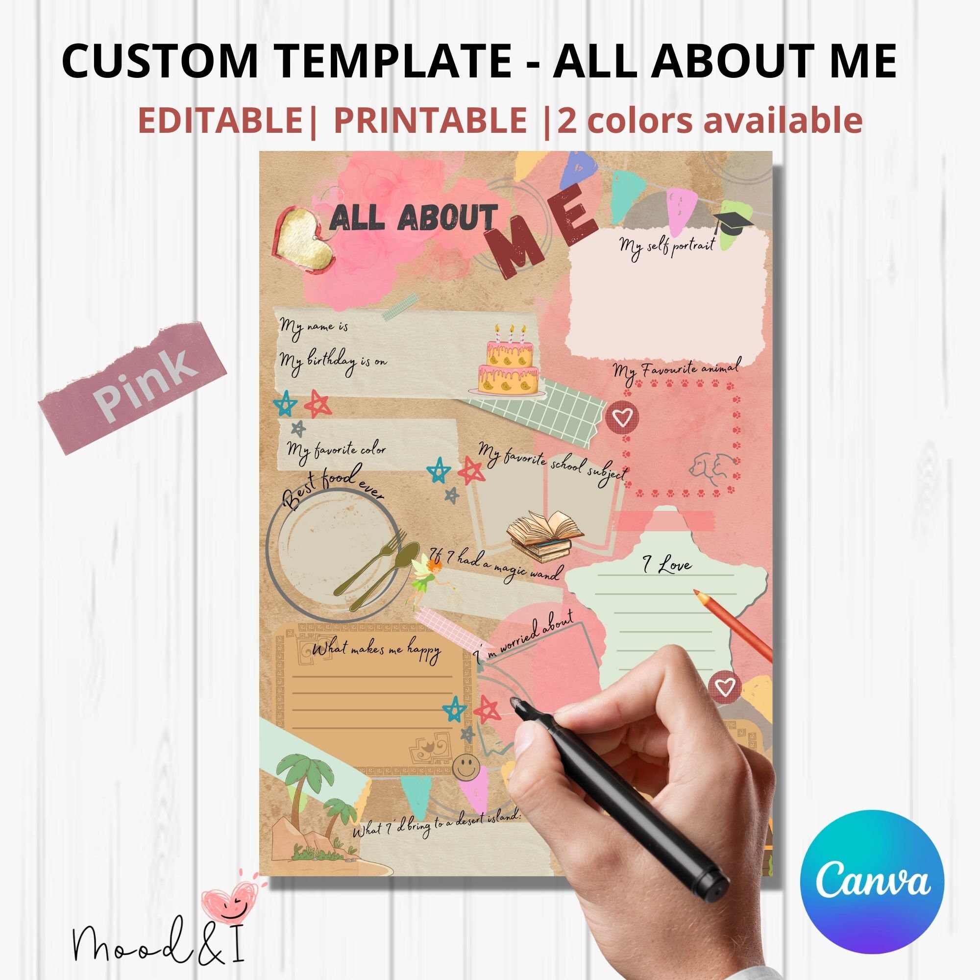 Canva Editable All About Me Student Info Sheet for Back to School, Meet ...