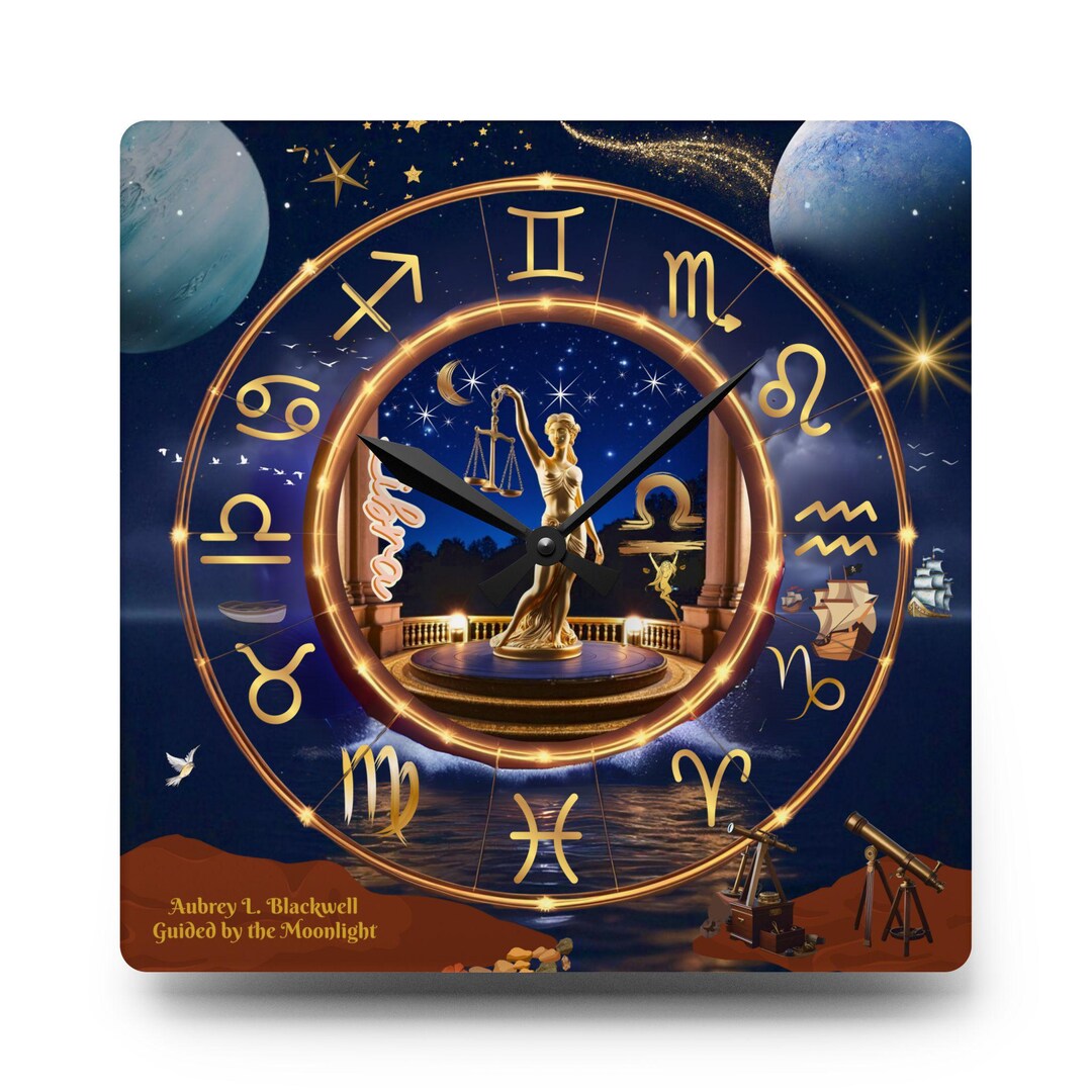 Libra Zodiac Wall Clock, Astrology Home Decor, Unique Birthday Gift - Etsy